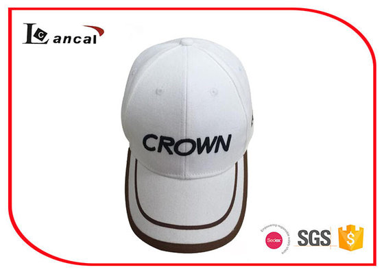 Cotton twill white Baseball Caps Hats with bound edge embroidery logo and metal adjuster