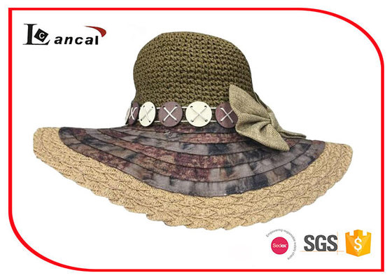 LC16-0827-07 Sun Protection Wide brimmed straw hat with bowknot and straw edge