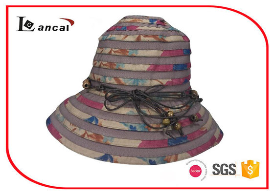 Bucket Style Wide Brimmed Straw Hat With Nylon Rope Decoration Band