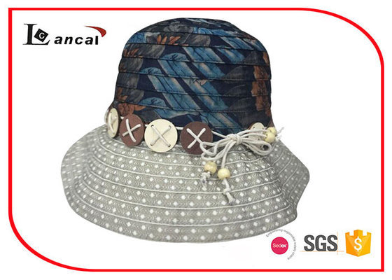 Cotton Printed Wide Brimmed Straw Womens Summer Hats With Decorative Hatband