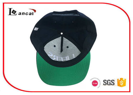 Navy Melton Fitted Baseball Hats With 3D Embroidery Logo / Plastic Snapback
