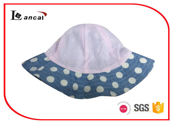 Yarn Dyed Printed Bucket Hat , Pink Satin Bowknot Hatband Floral Bucket Hat For Girls