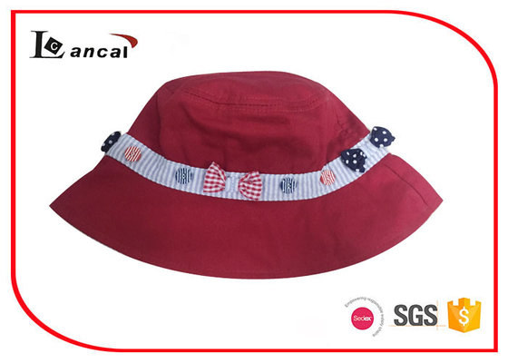Bifurcate Brim Cool Bucket Hats / Red Bucket Hat With Button And Bowknot Band