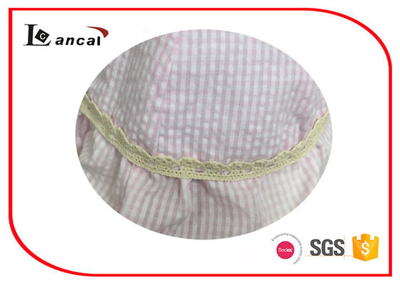 100% Cotton Seersucker Bucket Hat , Pink Cute Baby Hats With Cotton Sheeting Lining