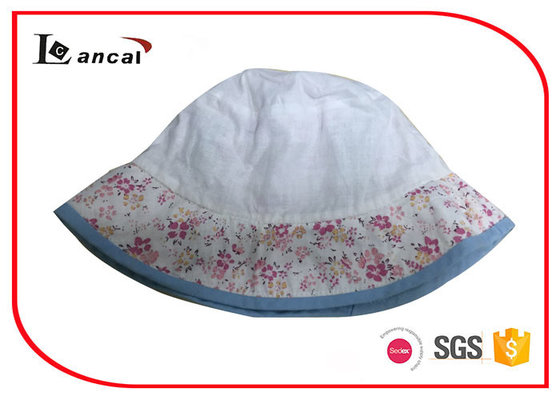 Kids Printed Bucket Hat / Streetwear Bucket Hats With Cat Ear Blue Brim Binding Acrylic Nose