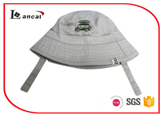Little Car Embroidery Fishing Bucket Hat , Camo Inner Brim Cotton Bucket Hat