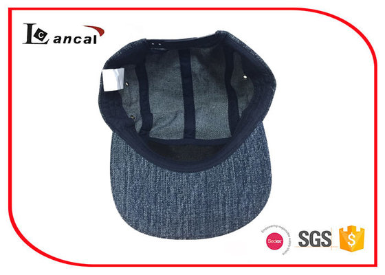 Washed Denim Five Panels Baseball Caps Hats With Customized Pu Label In Brown