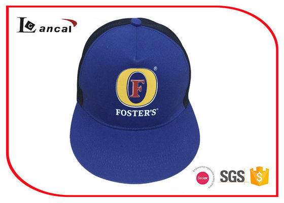 Dark Blue Brushed Cotton Twill Fitted Baseball Caps / Mens Baseball Caps With Black Mesh