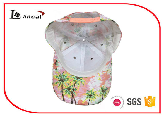 Reactive Printed Baseball Fitted Ball Caps With Metal Eyelet And Orange Adjustable