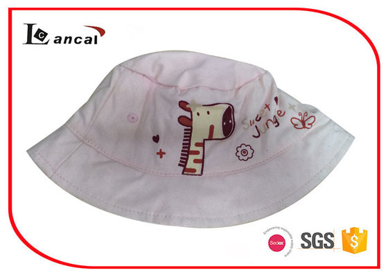 Offset Printed Bucket Hat , Light Pink Little Giraffe Fisherman Custom Bucket Hats