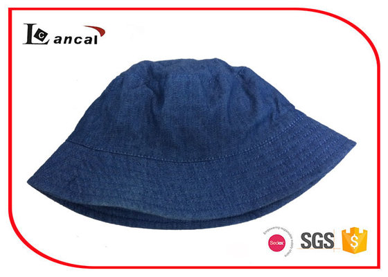 Navy Chambray Cool Bucket Hats With Applique And Woven Label For Boys