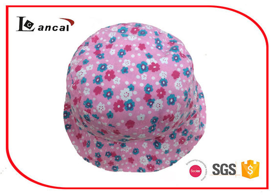 Cotton Poplin Printed Bucket Hat With Blue Stripe Lining For Girls CE / SGS