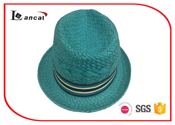 Printed Paper Straw Wide Brimmed Straw Hat , 6 cm Brim Width Sun Hats For Women