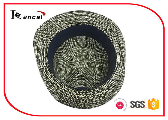Mixed Color Straw Trilby Wide Brim Straw Sun Hat With Grossgrain Interband For Mens