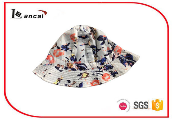 Floral Printed Floral Bucket Hat With Khaki Polyester Lining Reversible Rain Hat
