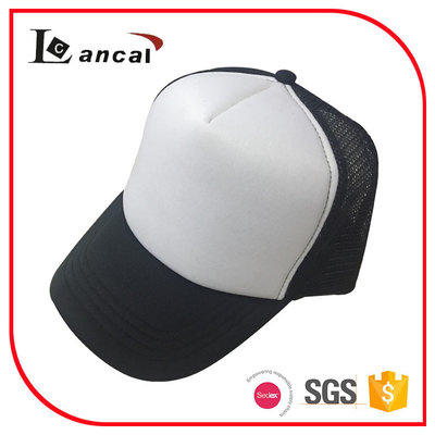 100% polyester white and black 6 panel baseball cap for adult