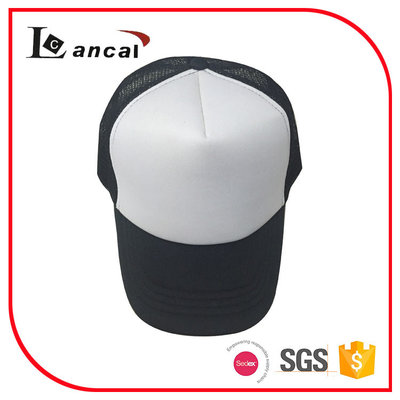 100% polyester white and black 6 panel baseball cap for adult