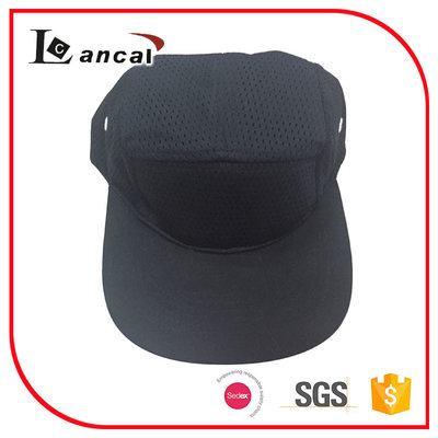 Adjustable Baseball Caps Hats , Mens black cotton mesh snap 5 panel cap