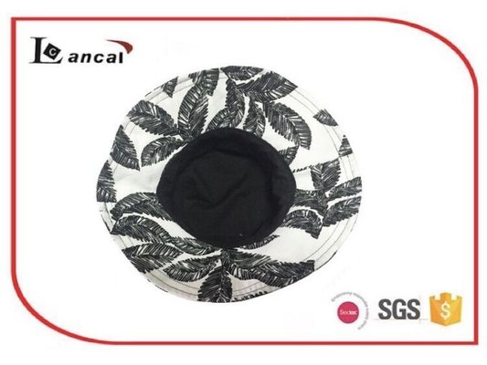 100% Cotton floral printing bucket hat with wide brim , summer straw hats