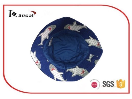 Boys shark custom multi printed bucket hat 52cm with cotton fabric for boys