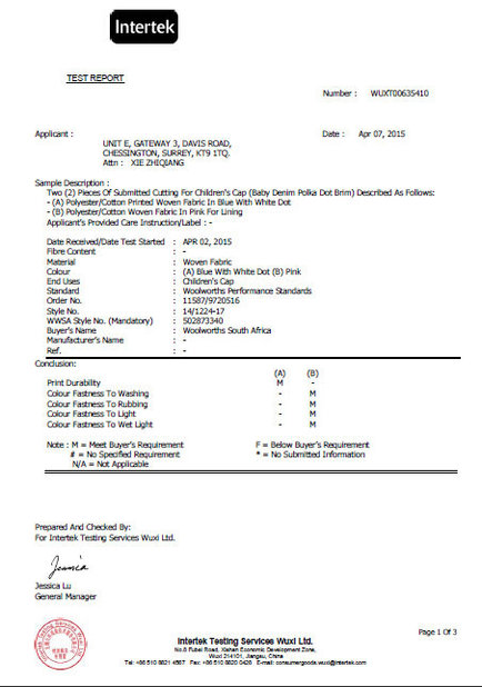 China Lancai Accessories Co., Ltd. certification