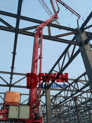 23m concrete placing boom 4 arms stages concrete distributor with 4 wheels trailer system on sale supplier