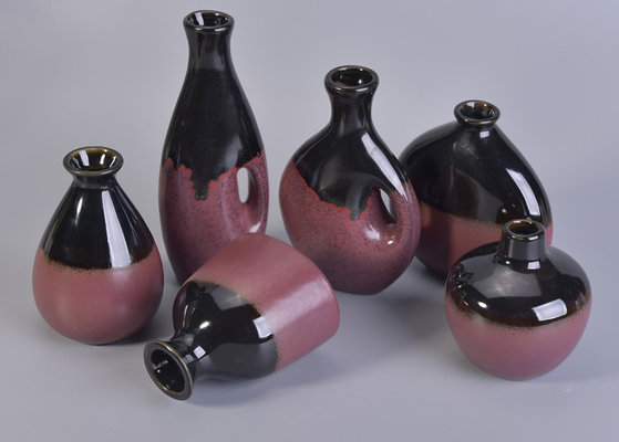 138Ml Custom Shape Pink Ceramic Empty Diffuser Bottles Hand Made Craft