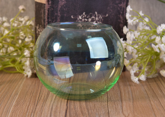 Decorative Iridescent Light Green Glass Candle Holder For Home , Bar , Party