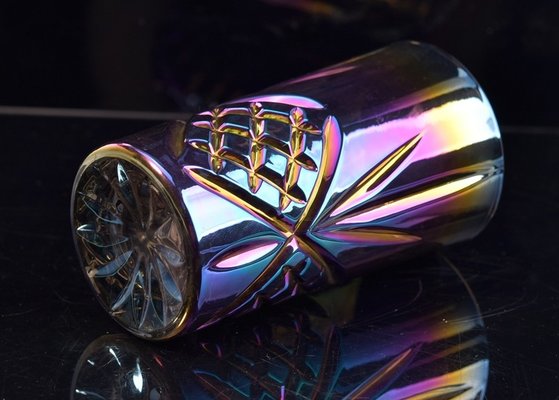Long Cylinder Iridescent Glass Candle Holders Home Decoration ASTM Test
