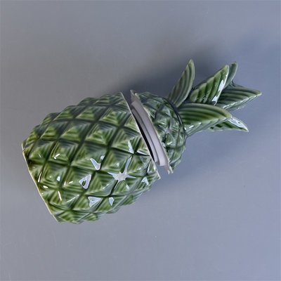 熱い販売の緑のパイナップル装飾のためのふたが付いている陶磁器の蝋燭の瓶