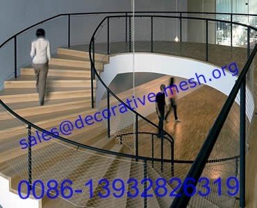 Rope Mesh for stair protection, stair balustrade. bridge balustrade
