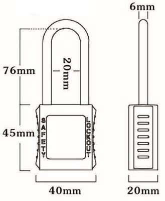 76mm Non-Conductive Insulation  Nylon Shackle Safety Padlock 45mm*40mm*20mm