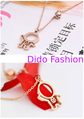 Fashion women jewelry titanium steel pendant necklace 14k gold plated with small bell