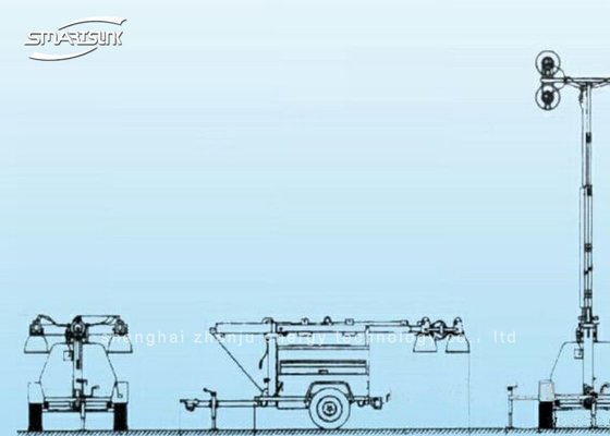 Outside IP65 Genset Lighting Tower Forced Water Cooling Cycle