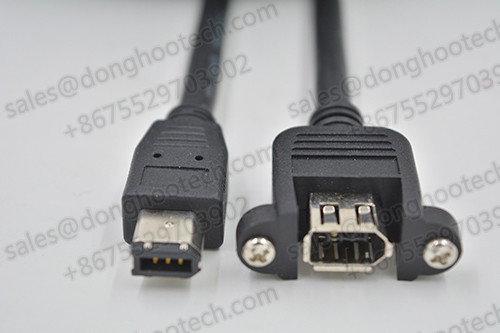 Customized IEEE 1394 Firewire Cable / IEEE 1394A Extension Cables Panel Mount 6Pin Female to Male