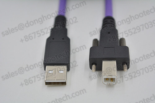 USB 2.0 PVC Cable for Industry + Drag Chains, Type A to B, 5m