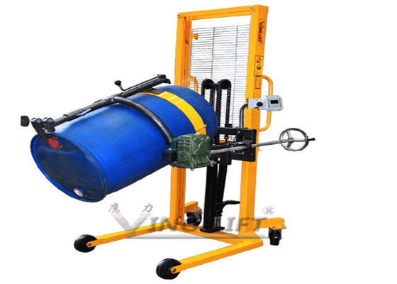 Yellow  Hydraulic Drum Transport Equipment Vertical - Lift With Scale