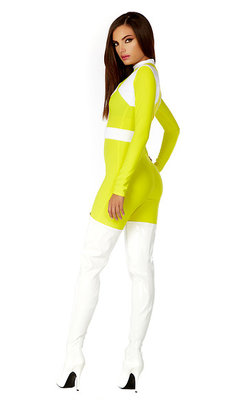 Yellow White Spandex Dynamic Sexy Superhero Costume with Size S to XXL Available