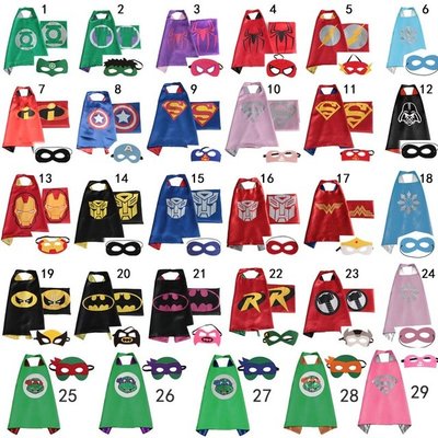 Halloween Superhero capes Double sides Satin Fabric super hero cape + mask party supplies for Children's birthday party