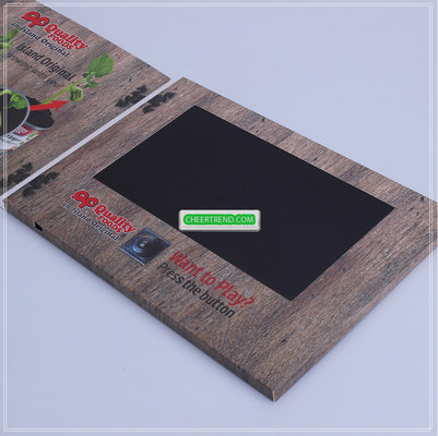 High Quality beautiful wood color printing 7 inch advertising LCD screen video brochure business card