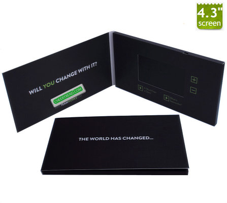 New Black printing Advertising 4.3 inch LCD video brochure / video greeting card for business
