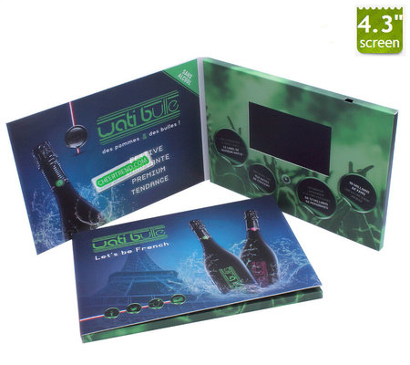 2017 Newest UV printing brochure 4.3 inch TFT lcd video greeting card, lcd video cards, video brochure card