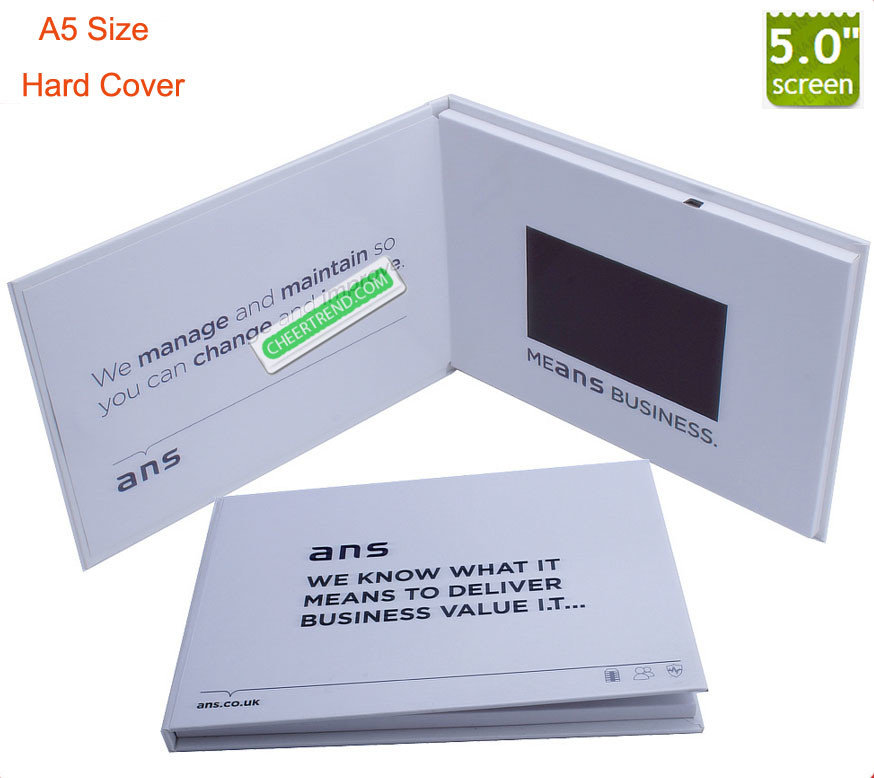 The most special/effective/economic promotional business gift Hardcover 5 inch video brochure with 128MB-16GB memory