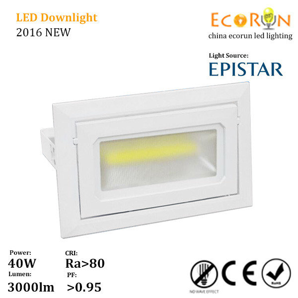 commercial lighting 2500lm 3200lm 30w 40w cob rectangular downlight 220v with ce rohs saa