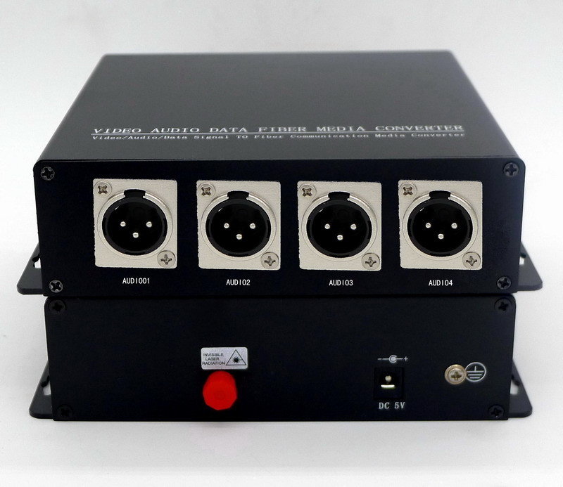 4channel (3 Pin XLR) balanced audio to fiber converter -2 bidi XLR over fiber optic Extender