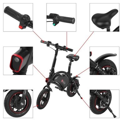 12 Inch Wheel Electric Mountain Bicycles Fold Up E Bike With Rear Disc Brake