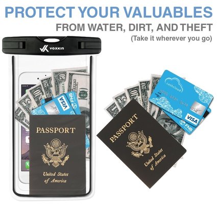 TPU Material Waterproof Phone Bag Holder For Swimming / Running / Snorkeling