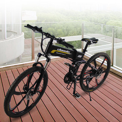 Lithium Battery Folding Electric Bike LED Display 6061 Aluminum Alloy In Black White
