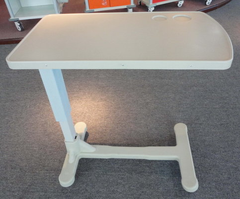 PP Hospital Ward Furniture , Hospital Overbed Table Gas Spring Control Height
