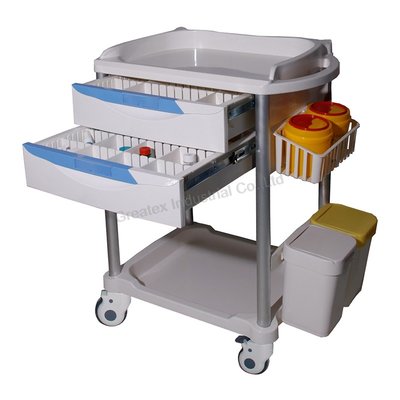 Hospital Clinic Rolling Beauty Salon Trolley 2 Medium Drawers 3*3 Separator Inside